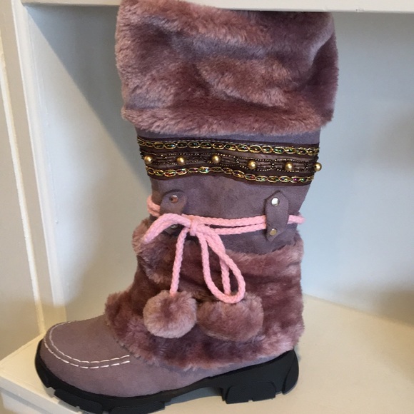Shoes | New Leather Suede Fur Embroidered Boots | Poshmark